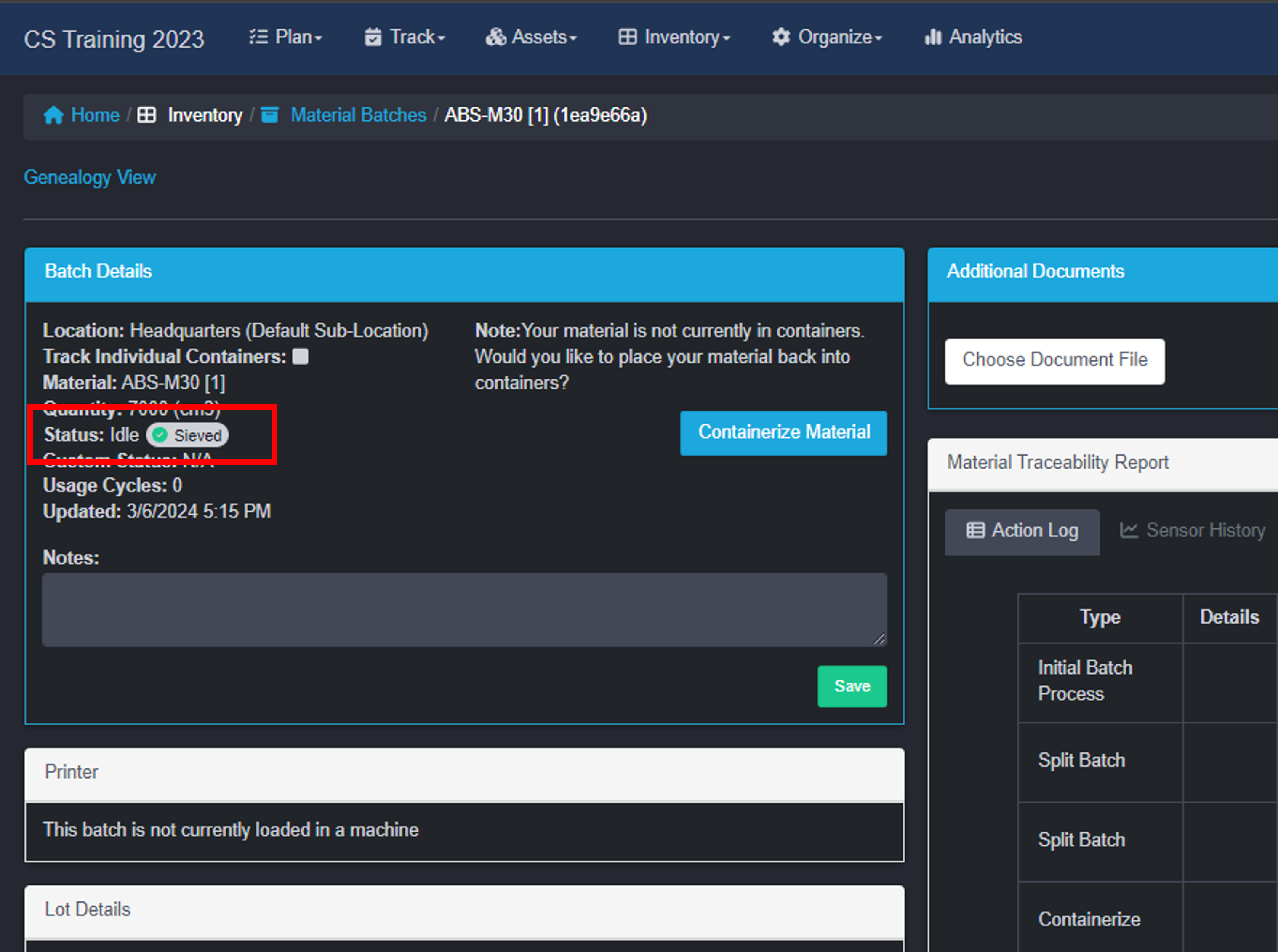 Status Definitions - Material Batches – AUTHENTISE Support